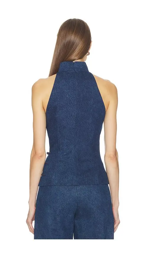 SAU LEE Ezra Denim Top