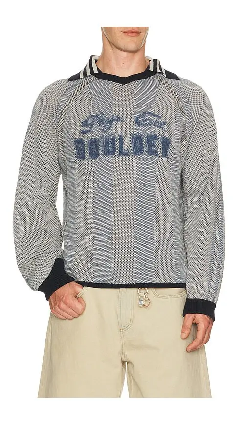 ISA BOULDER Athletic Stripe Sweater - Blue