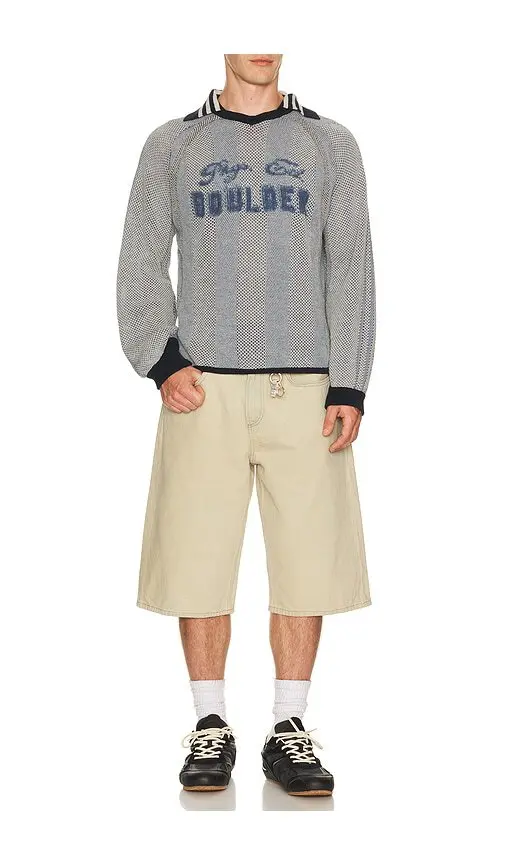 ISA BOULDER Athletic Stripe Sweater - Blue