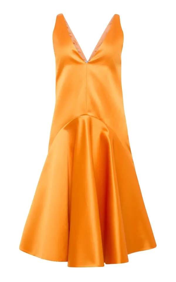 JW Anderson Draped Satin Midi Dress - Orange