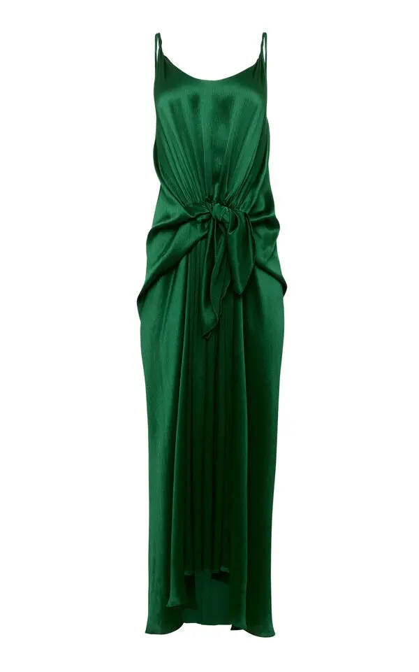 JW Anderson Waist-knot Silk Maxi Dress - Green