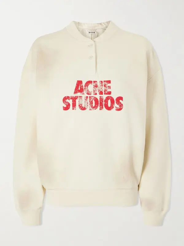 Acne Studios Printed Cotton-jersey Sweatshirt - Neutrals