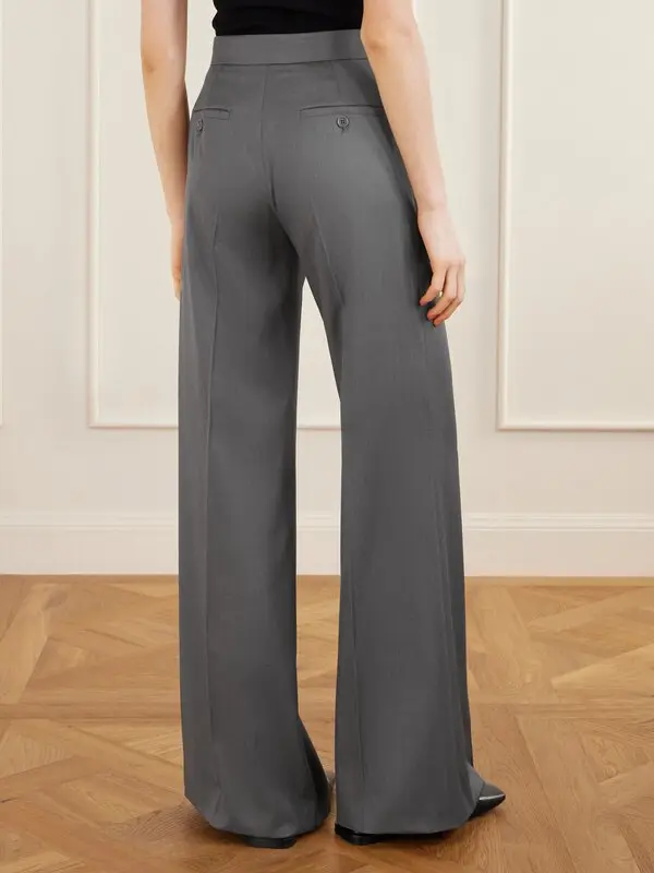 Max Mara Rio Wool-twill Wide-leg Trousers - Gray