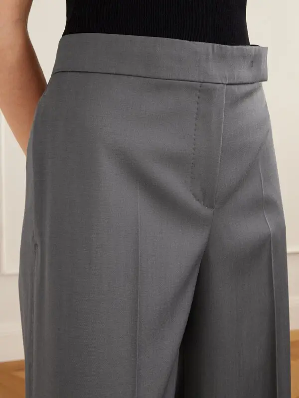 Max Mara Rio Wool-twill Wide-leg Trousers - Gray