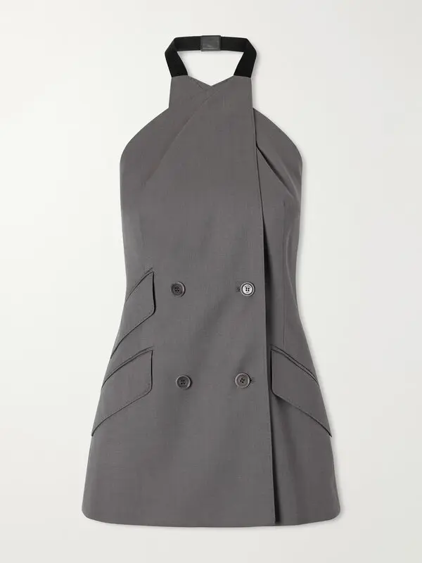 Max Mara Cali Wool-twill Halterneck Blouse - Gray