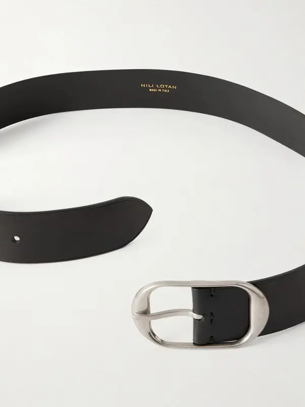 NILI LOTAN Leather Belt - Silver