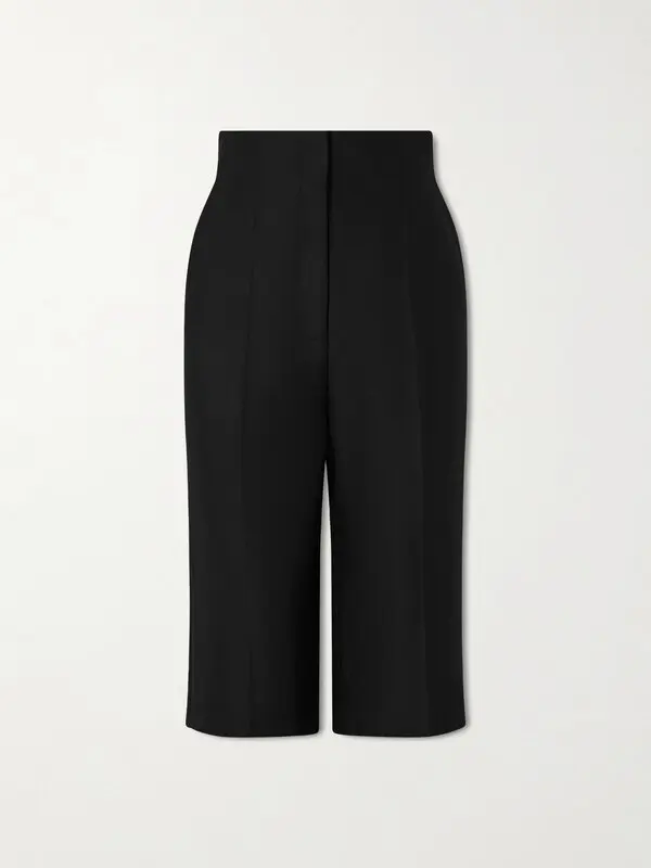 Khaite Raelle Wool And Silk-blend Straight-leg Shorts - Black
