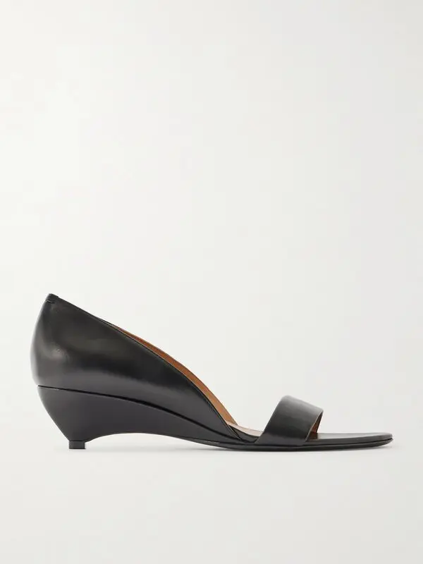 JIL SANDER Leather Wedge Sandals - Black