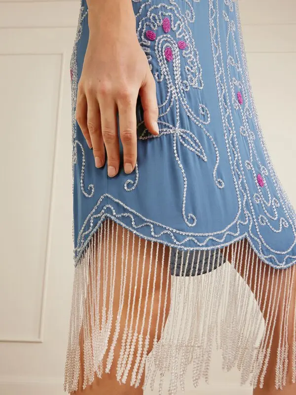 BODE Sea Flower Beaded Silk Dress