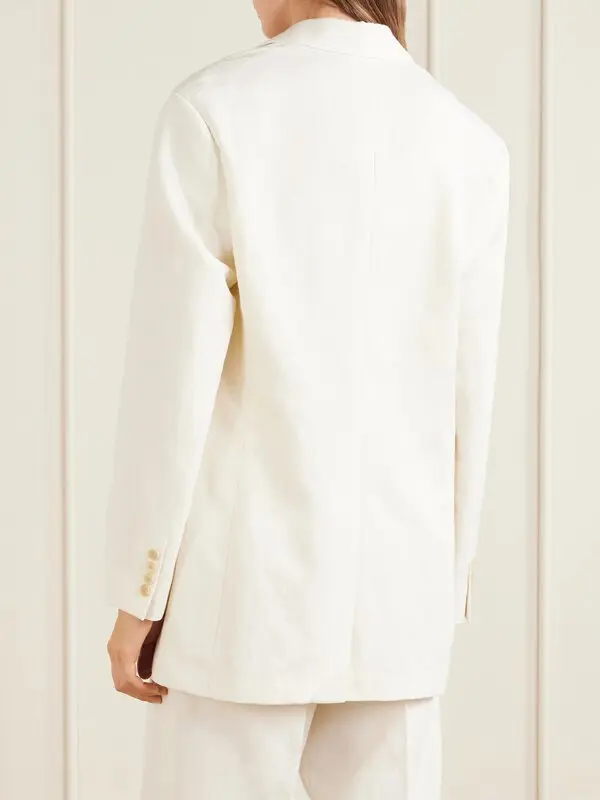 Auralee Oversized Wool, Cotton & Linen-blend Oxford Blazer