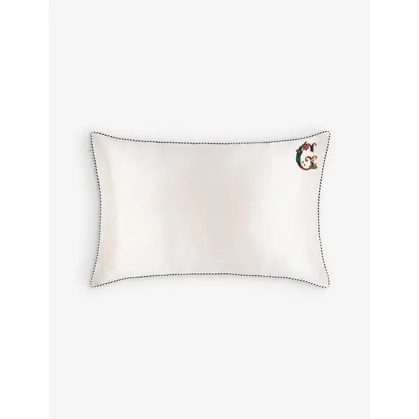 Slip Quee Letter-embroidered Silk Pillowcase 51cm X 76cm