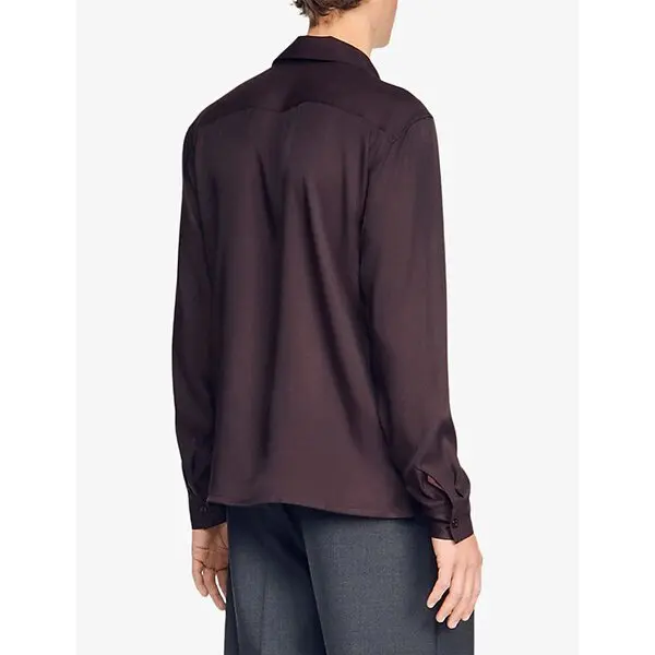 Sandro Spread-collar Woven Shirt - Chocolate
