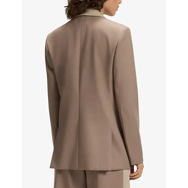 BOSS Colour-block Lapel Single-breasted Virgin-wool Blazer