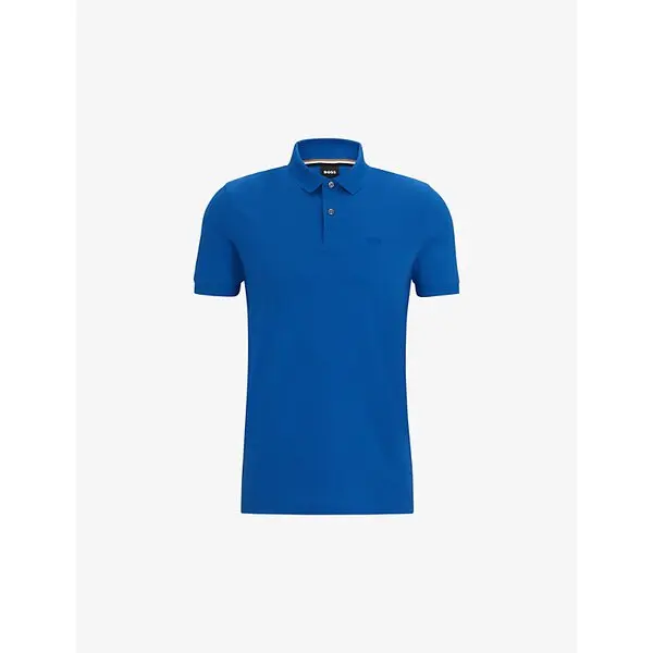 BOSS Logo-embroidered Short-sleeve Cotton Polo Shirt