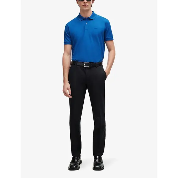 BOSS Logo-embroidered Short-sleeve Cotton Polo Shirt