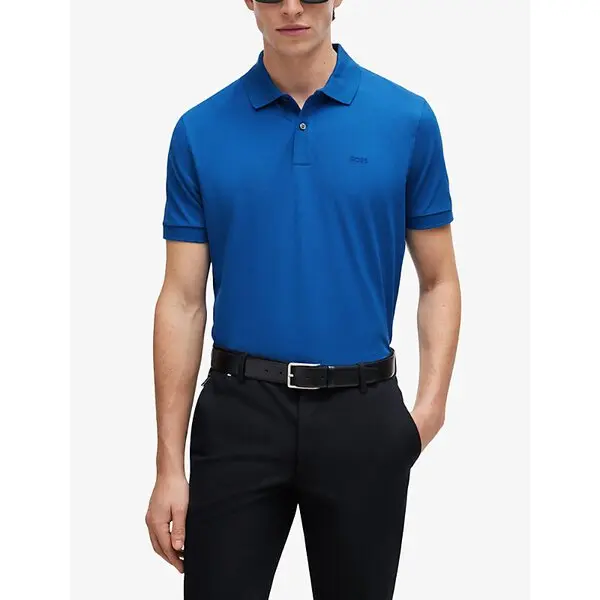 BOSS Logo-embroidered Short-sleeve Cotton Polo Shirt