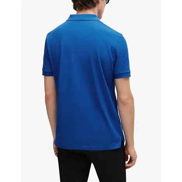 BOSS Logo-embroidered Short-sleeve Cotton Polo Shirt