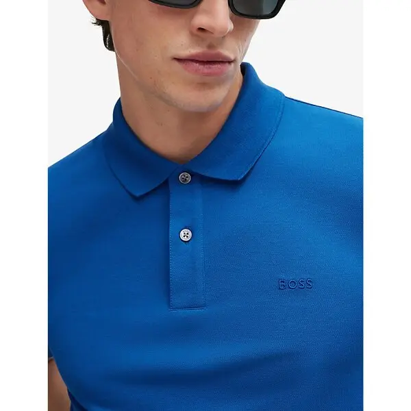 BOSS Logo-embroidered Short-sleeve Cotton Polo Shirt