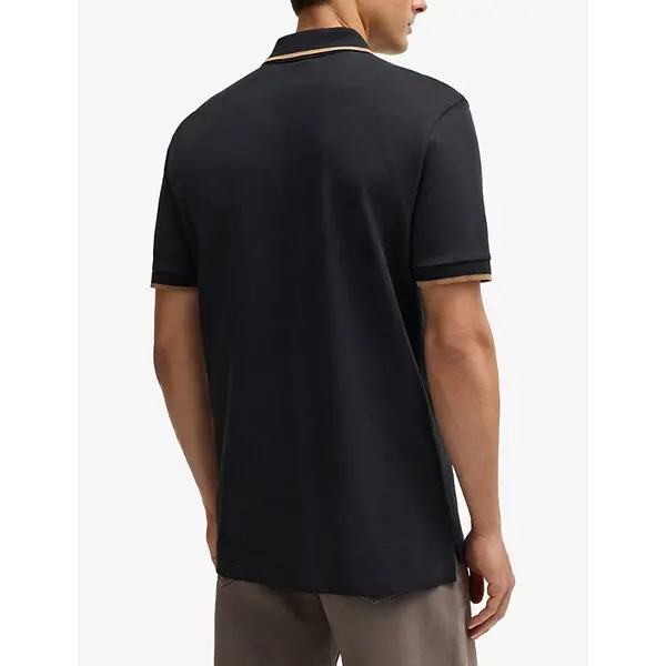 BOSS Logo-print Short-sleeve Cotton Polo