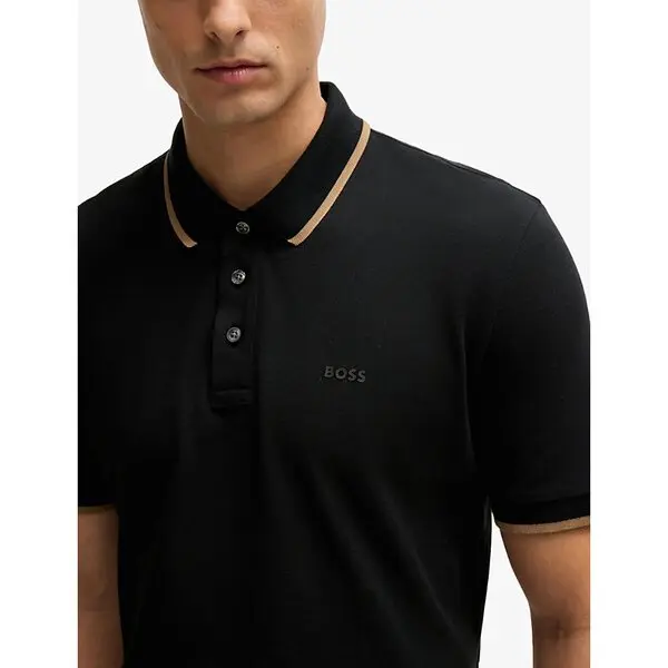 BOSS Logo-print Short-sleeve Cotton Polo
