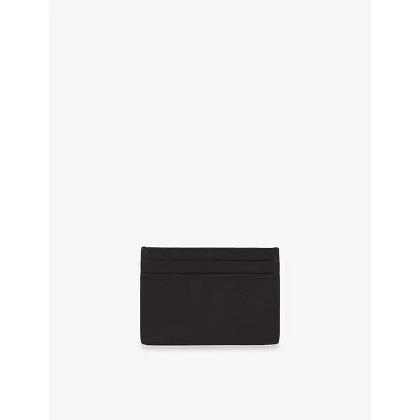 Smythson Leopard Panama Flat Leather Card Holder - Black