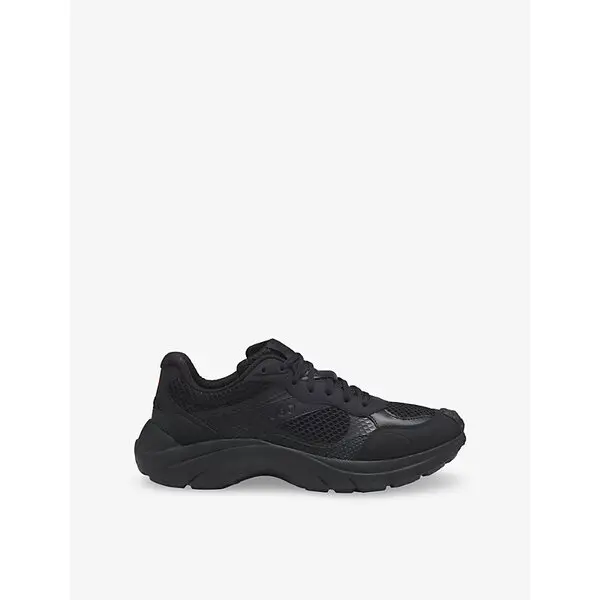 Hugo Brand-debossed Mesh And Faux-leather Low-top Trainers - Black