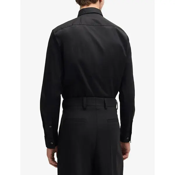 Hugo Logo-embroidered Slim-fit Stretch-cotton Shirt