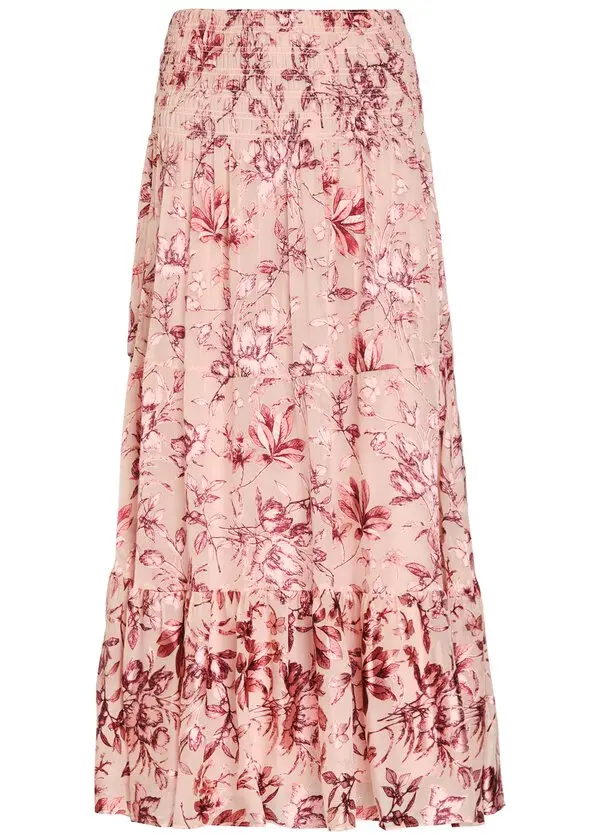 Alice + Olivia Stevie Devoré Chiffon Maxi Skirt - Pink