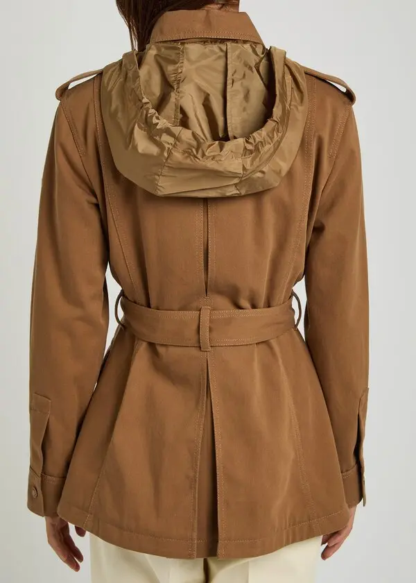 Moncler Belted Twill Jacket With Drawstring Hood
