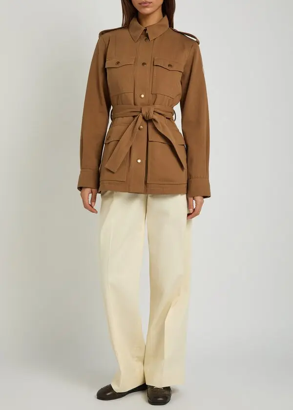Moncler Belted Twill Jacket With Drawstring Hood