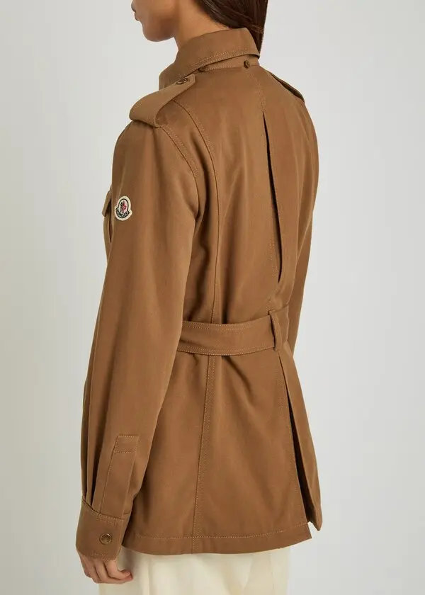 Moncler Belted Twill Jacket With Drawstring Hood