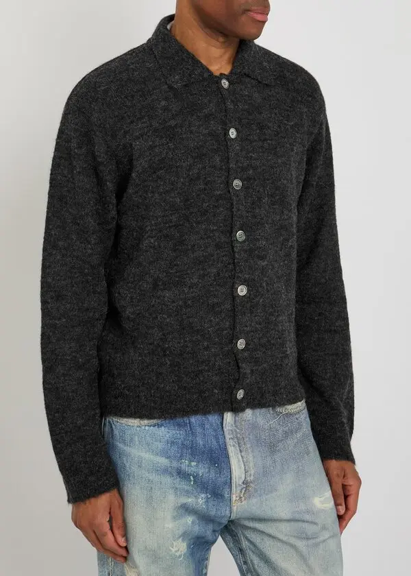 Our Legacy Brushed Wool-blend Polo Shirt - Charcoal