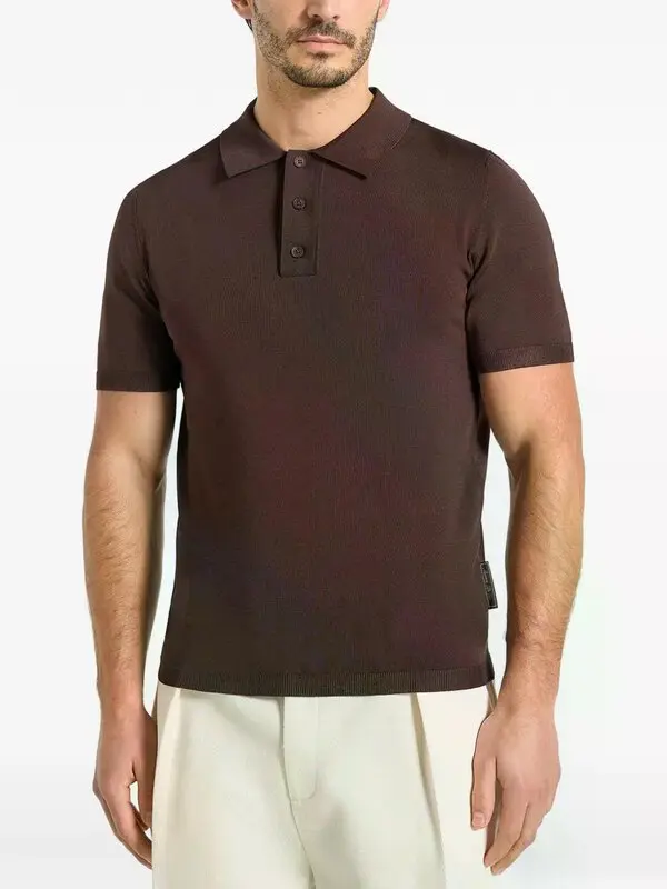 Manière De Voir Ribbed Knitted Polo Top - Brown