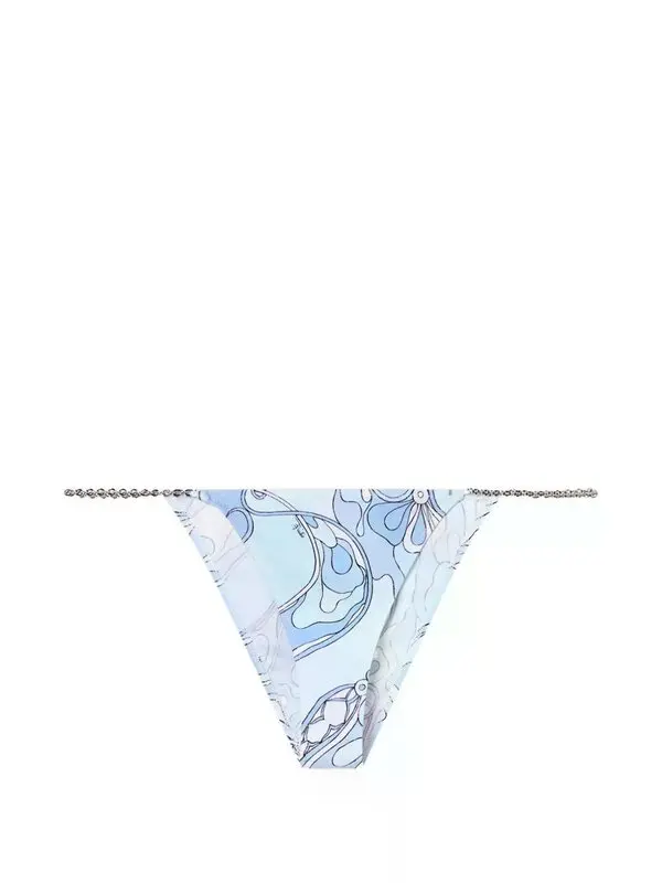 Emilio Pucci Orchidee Print Bikini Bottoms With Side Chain Detail - Blue