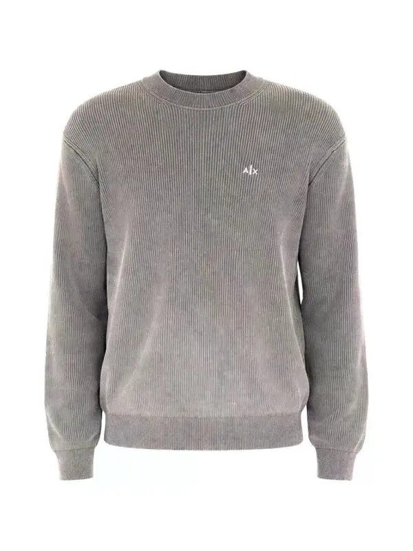 Armani Exchange Embroidered Ribbed Sweater - Grey