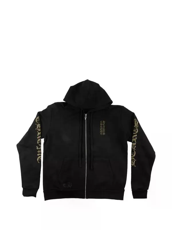 Chrome Hearts Vertical-logo Zip-up Hoodie - Black