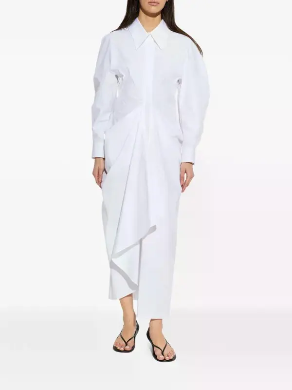 Givenchy Draped Poplin Off-shoulder Dress - White
