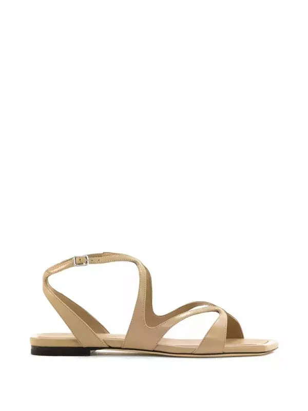 JIMMY CHOO Ayla Nappa Leather Flat Sandals - Neutrals