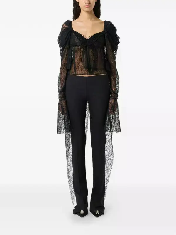 Blumarine Lace Blouse With Tie Detail - Black