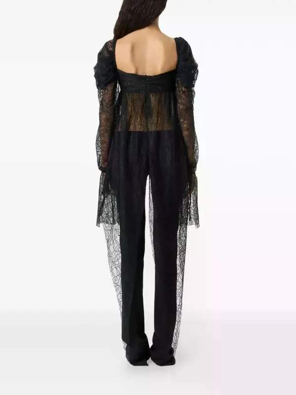Blumarine Lace Blouse With Tie Detail - Black
