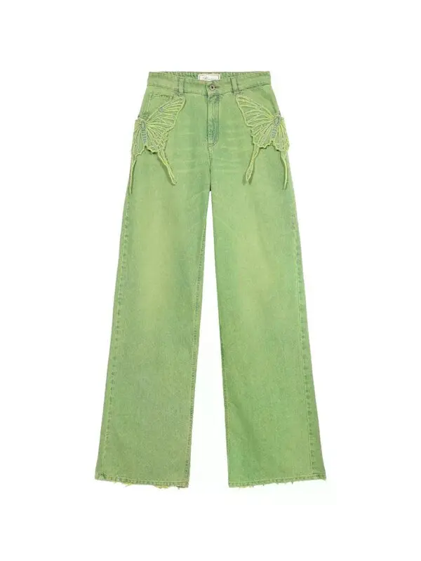 Blumarine Butterfly Embellished Jeans - Green