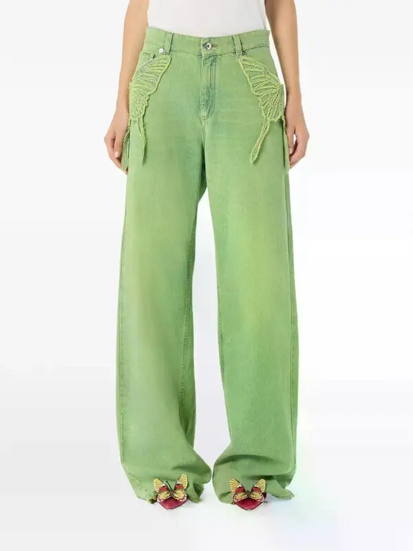 Blumarine Butterfly Embellished Jeans - Green