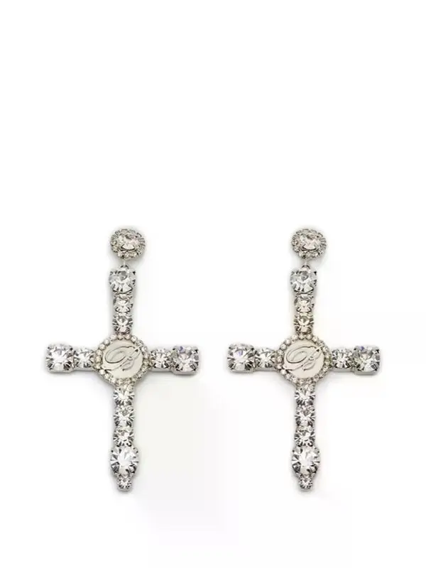 Blumarine Tone Cross Earrings - Silver