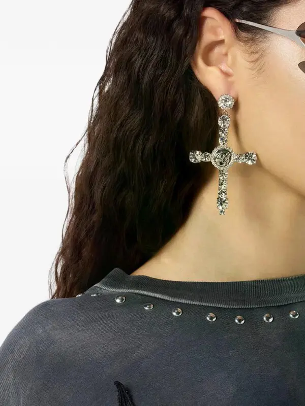 Blumarine Tone Cross Earrings