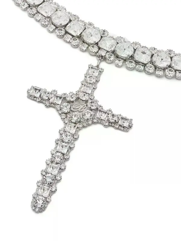 Blumarine Crystal Embellished Cross Choker