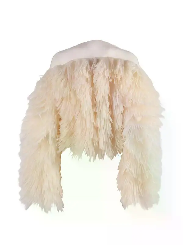 Elisabetta Franchi Organza Jacket With Frayed Detailing - Neutrals