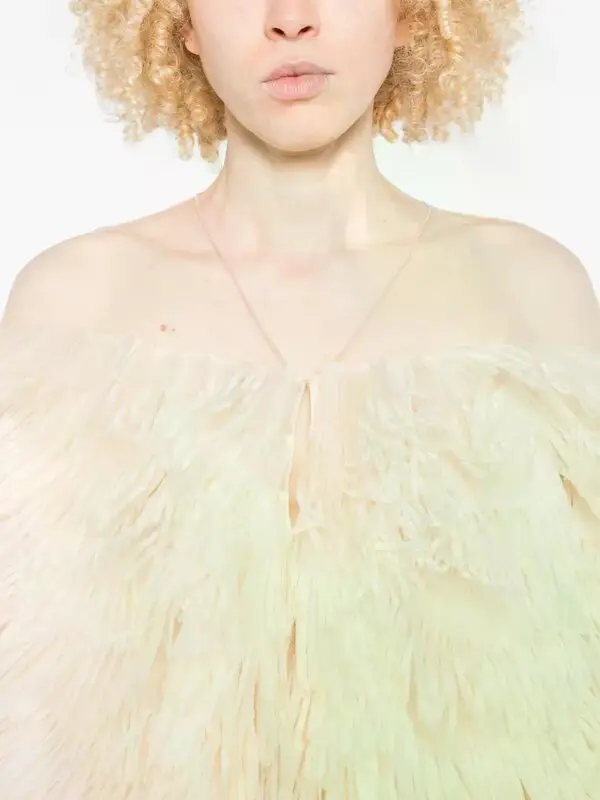 Elisabetta Franchi Organza Jacket With Frayed Detailing - Neutrals