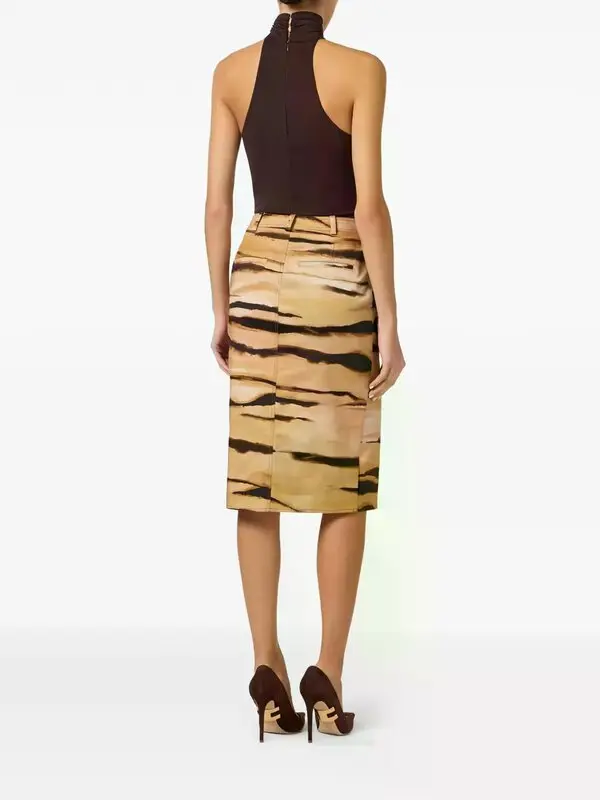 Elisabetta Franchi Safari Style Tiger Print Pencil Skirt - Neutrals