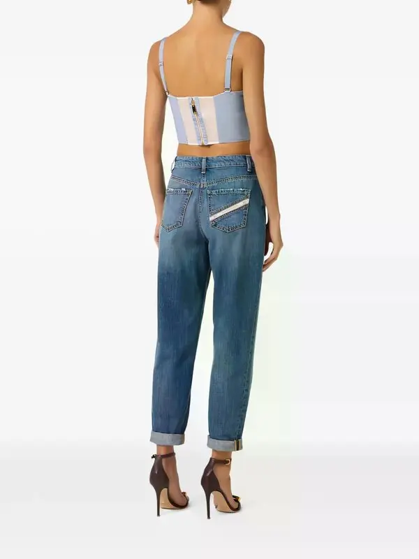 Elisabetta Franchi Striped Pleated Bustier Top