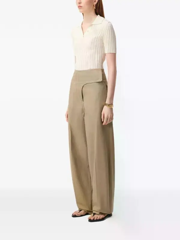 AMI Paris Cotton Gabardine Belted Trousers - Neutrals
